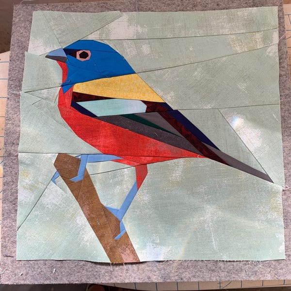 Painted Bunting Fpp--backyard Birds Series--paper Piecing Quilt Block ...
