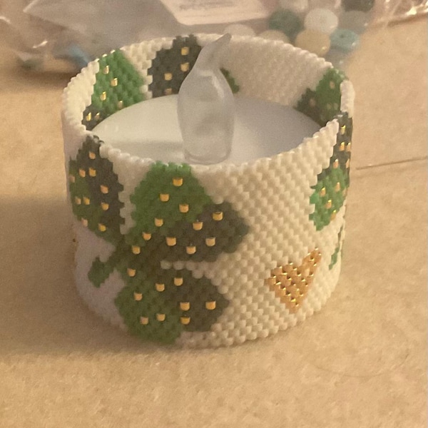 GNOMES: Peyote Stitch Beaded Tea Light Cover Pattern by Bead With Bugs ...