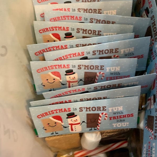 PRINTABLE Christmas Favor Tags, Christmas Treat Tags, Christmas Smores ...