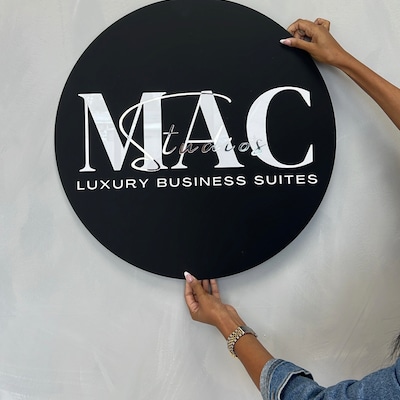 Round Business Logo Sign, 3D Door Wall Sign, Custom Logo Acrylic ...