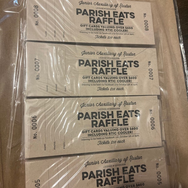 Custom Raffle Tickets, Full Design Included, Gala Ticket Printing ...