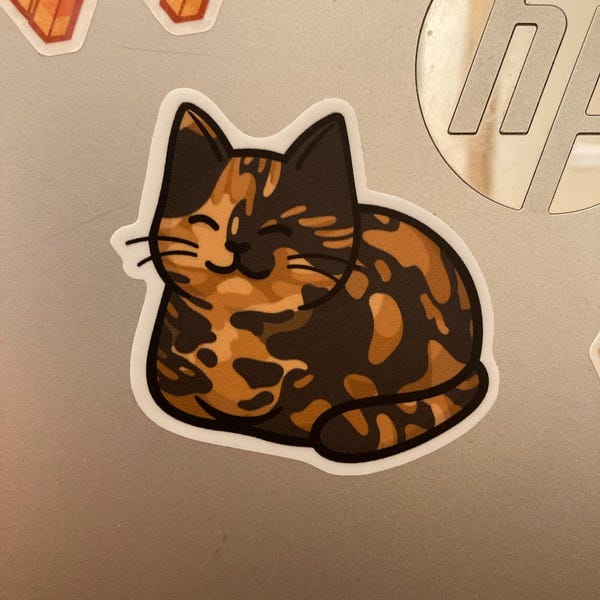 Tortie Cat Loaf Sticker; Tortoiseshell Kitty; Waterproof Dishwasher ...