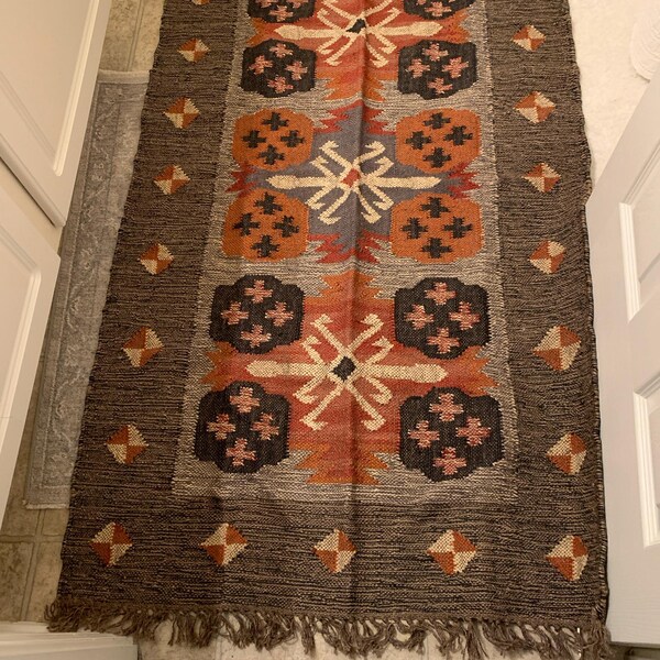 5x7,6x9,8x10,9x12 Beautiful Indian Red Cotton Kilim Rugs, Navajo Area ...