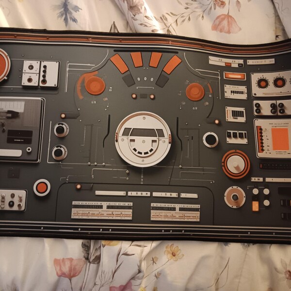 Retro Sci-fi Control Panel Desk Mat, Spaceship Controls Mouse Pad XXL ...