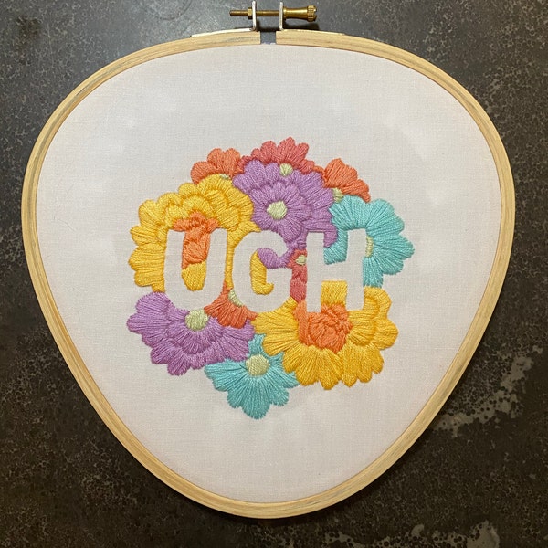 Digital Hand Embroidery Pattern Floral Pastel Ugh Design Digital PDF ...