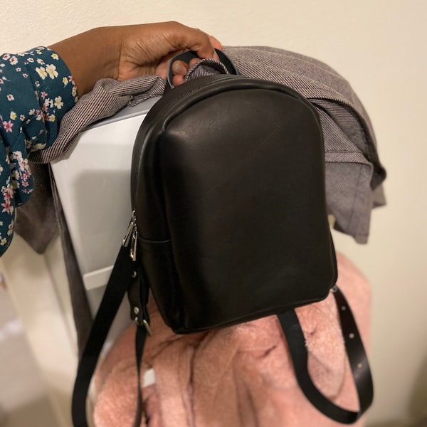 Compact Leather Backpack for Women, Minimalist Bag, Small Backpacks ...