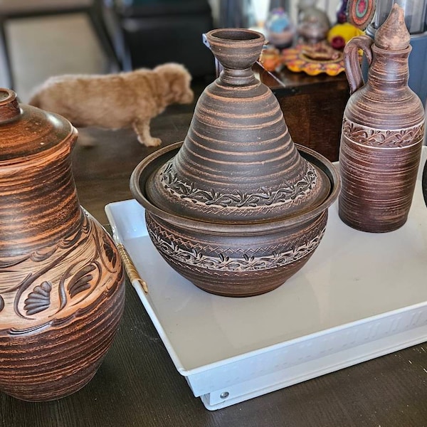 Tagine for Cooking Big Ceramic Pot Handmade Clay Pot With Lid Baking ...