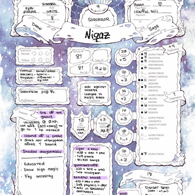 Form-fillable Sunlit Character Sheets - Etsy