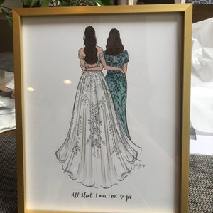 Custom Mother of the Bride Gift Drawing From Daughter in YOUR Dresses ...