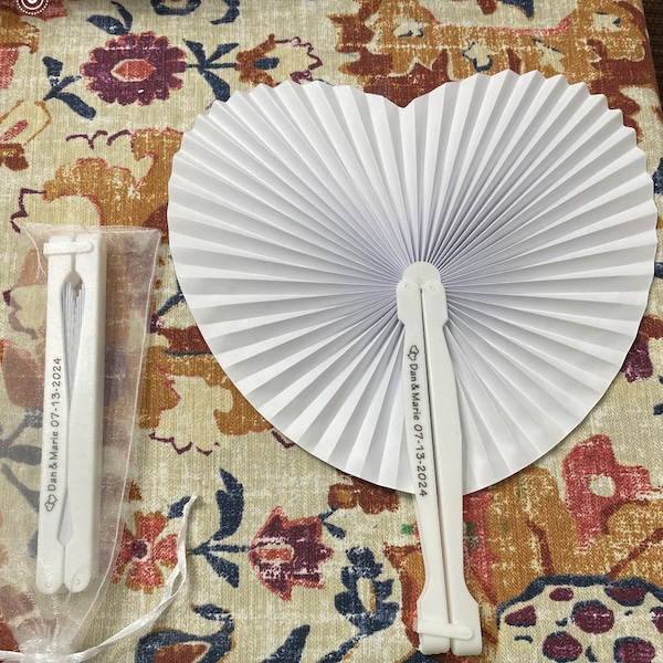 Personalized Hand Fan Wedding , Heart Hand Fan Folding, Wedding Hand ...