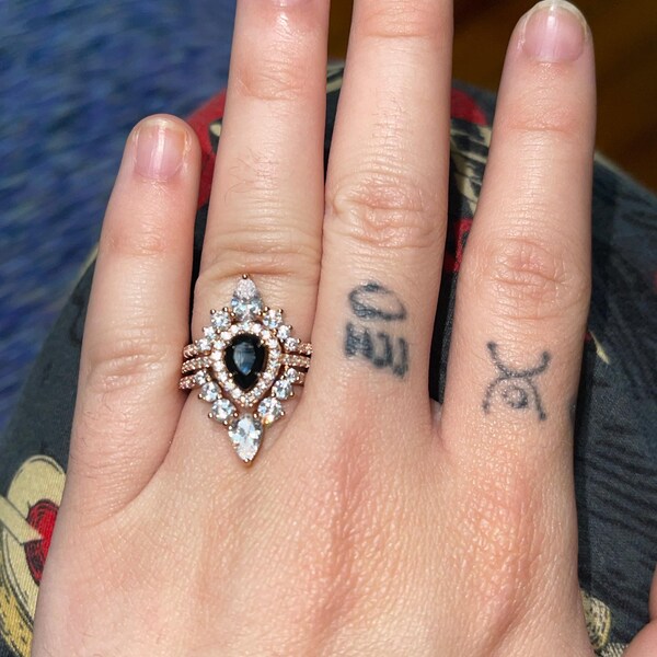 Infinity Twist Engagement Ring Set- Rose Gold Engagement Ring- Halo ...