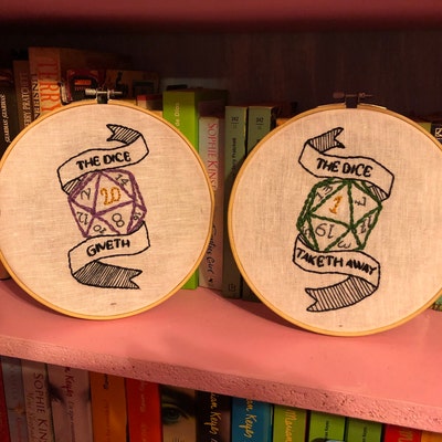 The Dice Giveth & the Dice Taketh Away Two D20 DND Embroidery Patterns ...