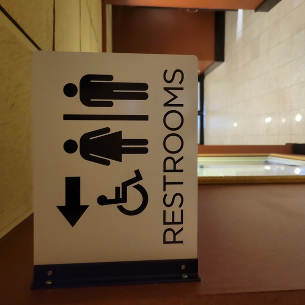Wall-mounted Restroom Sign for Hallways, Business, School - Etsy