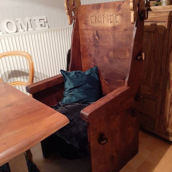 Viking Medieval Throne , Larp, Sca Reenactment Chair, Historical ...