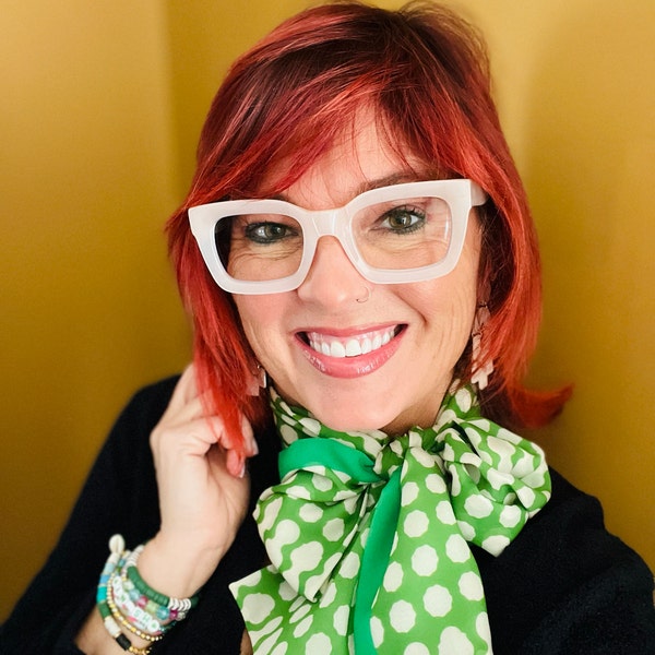 Green and Pink Patterned Triangle Bandana Scarf, Ascot Neckerchief ...