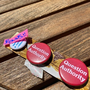 Unworn Retro 80s question Authority BUTTON, in Like New Condtion - Etsy