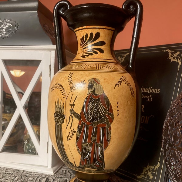 Greek Ceramic AMPHORA Jar Vase Pot Painting Goddess Artemis God Apollo ...