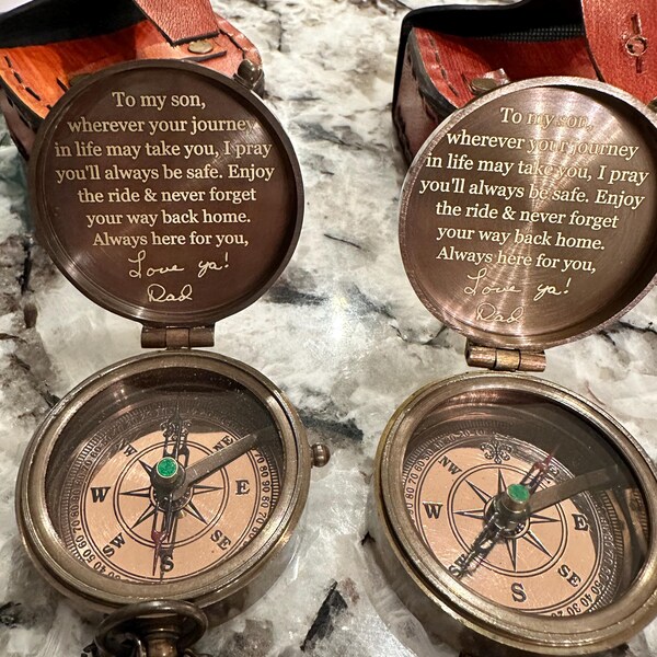 Personalized Engraved Compass, Custom Gift for Baptism, Adventure ...