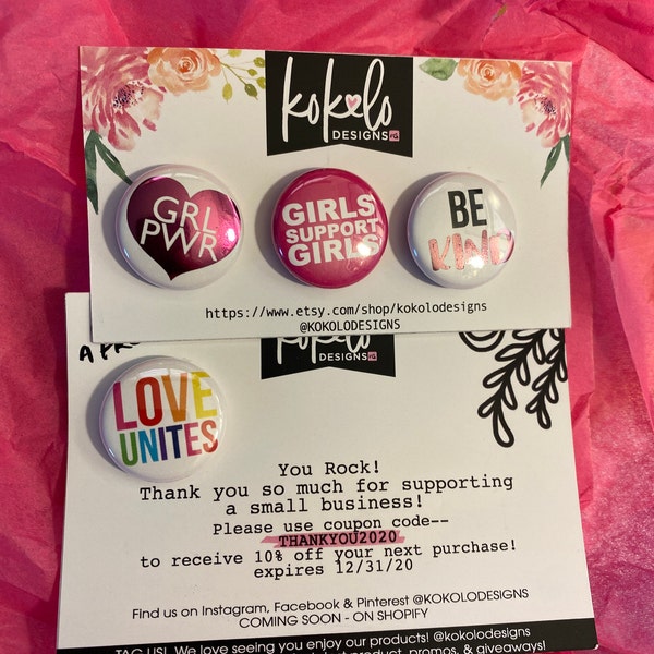 Mix & Match 1" Button Pin Gift-- Feminist, Female Empowerment, Girl ...