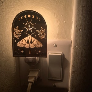 Moons and Moth Mirrored Acrylic Night Light - Etsy