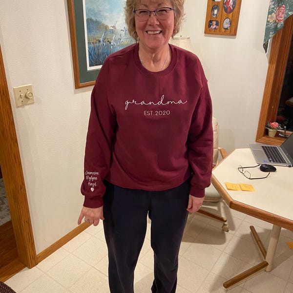 Custom Grandma Sweatshirt With Grandkids Names on Sleeve, Personalized ...
