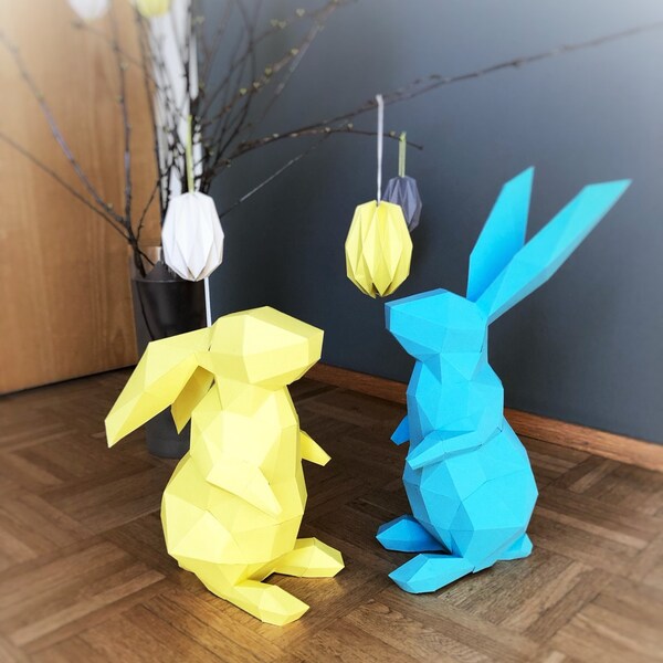 Bunny Paper Craft, Digital Template, Origami, PDF Download DIY, Low ...