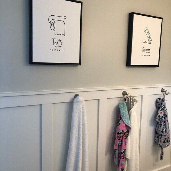 Bathroom 3 Print Set, Minimal Funny Wall Art, Bathroom Wall Decor ...