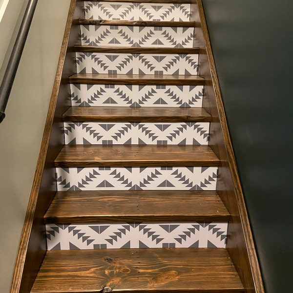 Stair Riser Stickers - Removable Stair Riser Tile Decals - Zig Zag Pack ...