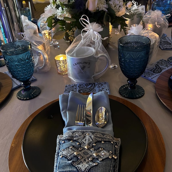 Denim Tablecloth, Ruffled Denim Tablecloth, Denim Wedding Tablecloth ...