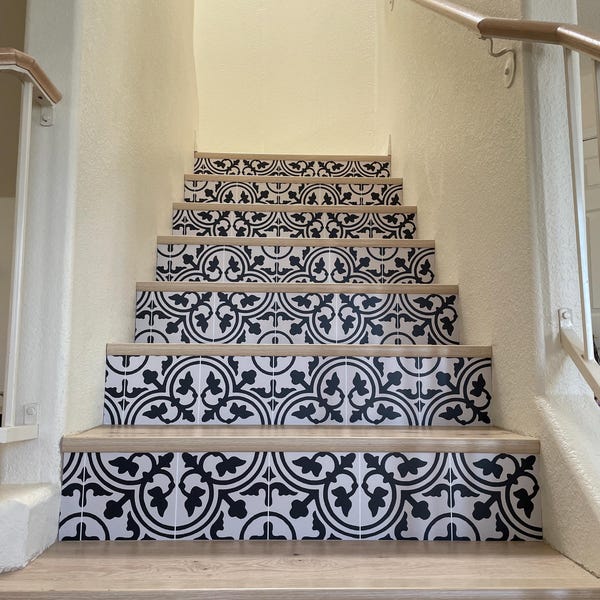 Stair Riser Stickers Removable Stair Riser Tile Decals Campagne Navy ...