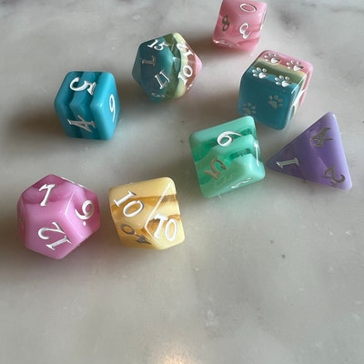 Pastel Rainbow TTRPG Dice Set, Polyhedral Dice, D&D Dice, Dungeons and ...
