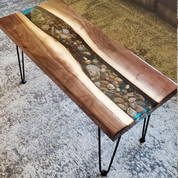 Live Edge Petoskey Stone River Table/ Custom Orders Available /colors ...