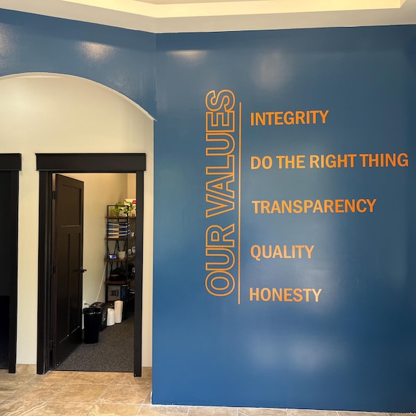 Customizable Company Values Large Wall Decal - Our Values Select 5 ...