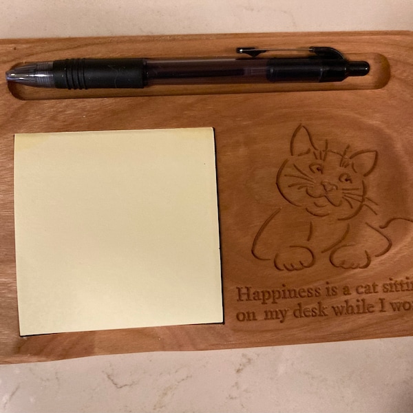 Cat Sticky Note Holder, Cat Gift, Personalized Sticky Note Holder & Pen ...