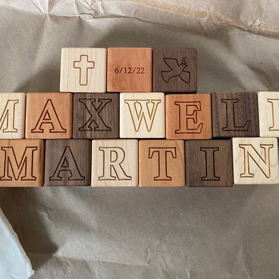 BAPTISM NAME BLOCKS Personalized Baby or Child's - Etsy
