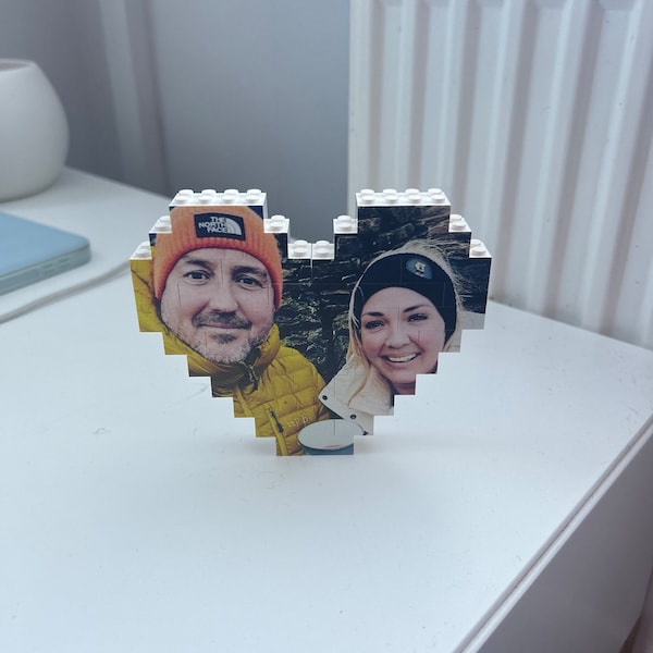 Medium Heart Photo Block Made From, LEGO® Bricks, Personalised, WHITE ...