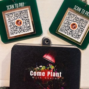 6 QR Codes Sign With Business Card Holder Social Media Signs Payment ...