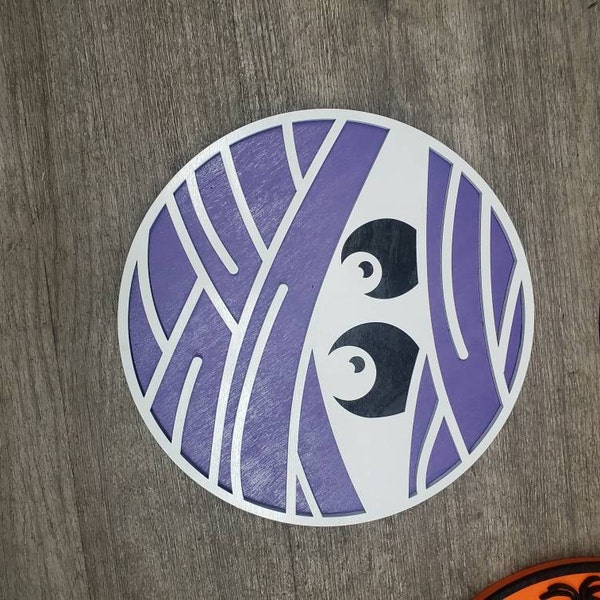 Round Mummy SVG for Cricut, Halloween Round Sign Design, Cute Mummy ...