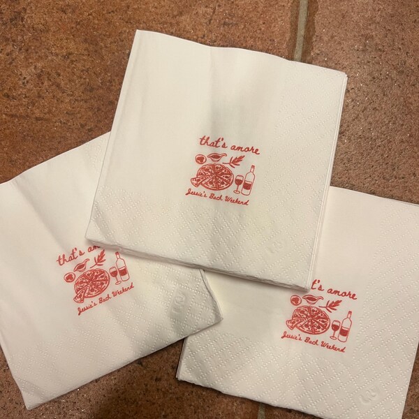 Personalized Wedding Napkins: That's Amore, Pizza Party Guest Towels - Etsy