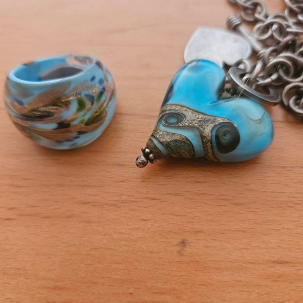 Dual Swirl Heart Pendant Necklace | Glass Heart Pendant | Swirl Heart ...