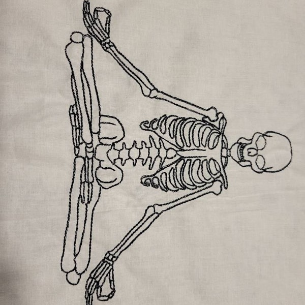 Skeleton Embroidery Design. Halloween Skeleton Meditating Embroidery ...