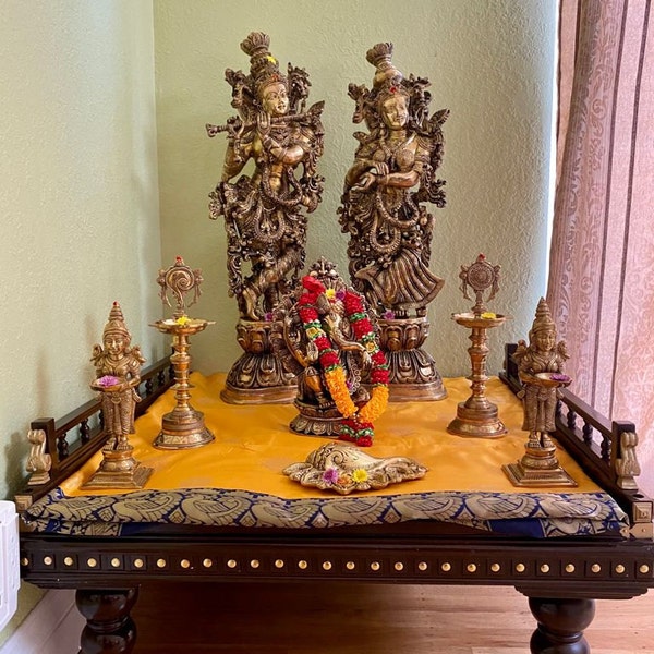 36x16,pooja,table,mandir,ganesha,hindu,temple,wood,home,decor,bells ...