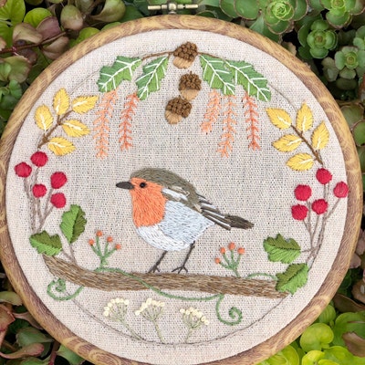 Fall Robin Embroidery - Etsy