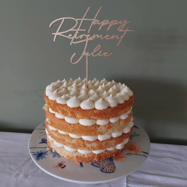 Personalised Retirement Cake Topper With Name Wooden Retirement Decor ...