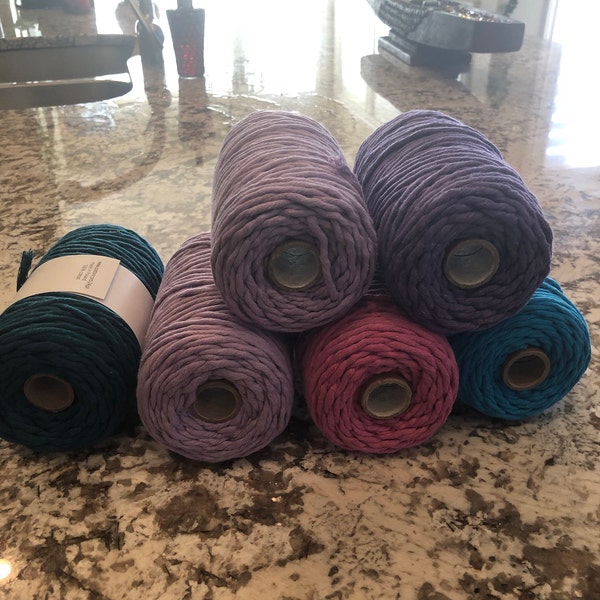 BRAIDED COTTON CORD 5mm 100 M 108 Yards Macrame Cord Cotton Cord Knit ...