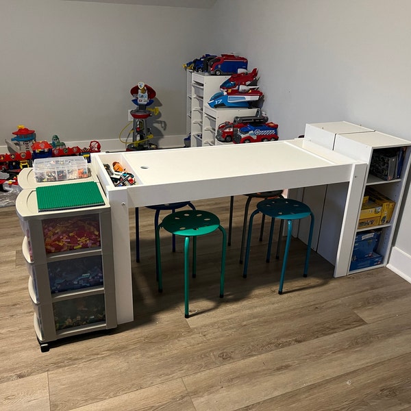 Kids Activity Table With Storage, Building Bricks Table, Playroom, Kids Table, Train Table, Kids ...