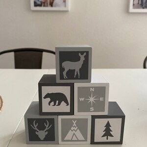 Set of 6 Woodland Nursery Decor Blocks With 8 Different Design Images ...