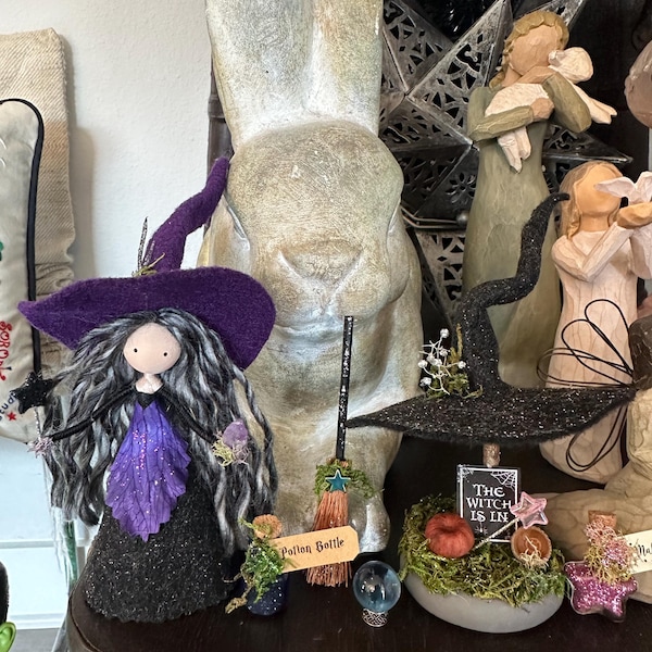 Kitchen Witch Doll With a Skull and Walking Stick by Wands and Willows ...