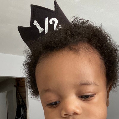 Black Felt Mini First Birthday Crown Headband Gold Glitter - Etsy