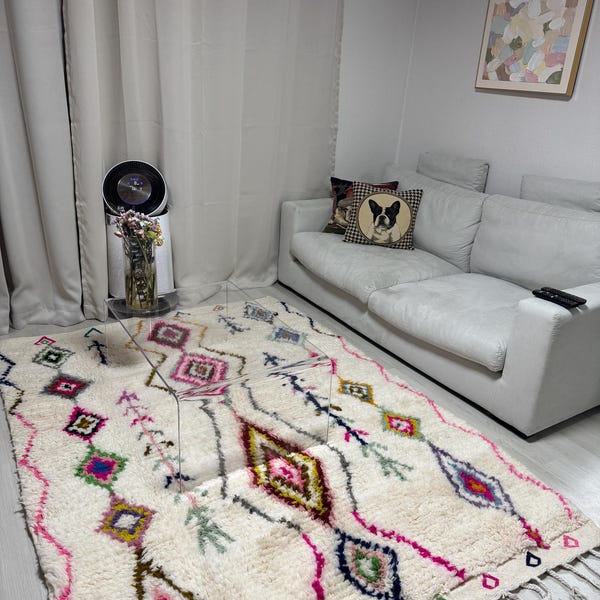 White Rug Fluffy, Custom Fabulous Boujad Rug, Authentic Moroccan Rug ...